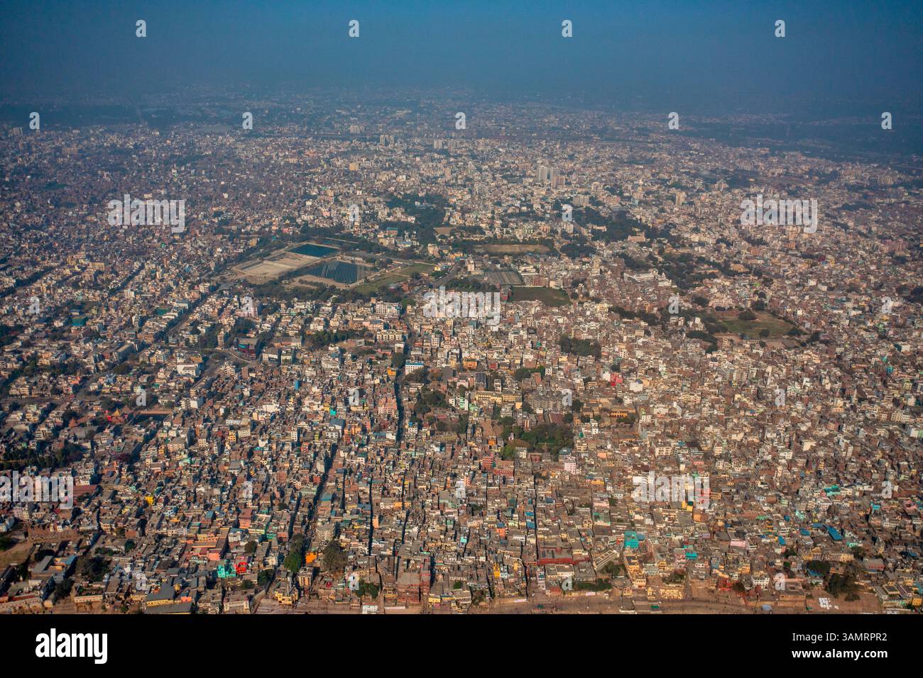 Aerial view of Varanasi, the spiritual capital of India and Ghats in ...