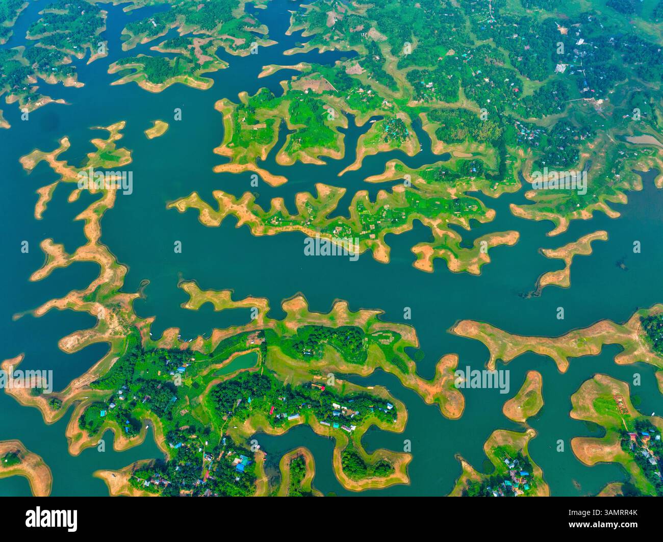 Aerial view of islands in Kaptai Lake in Rangamati District of ...