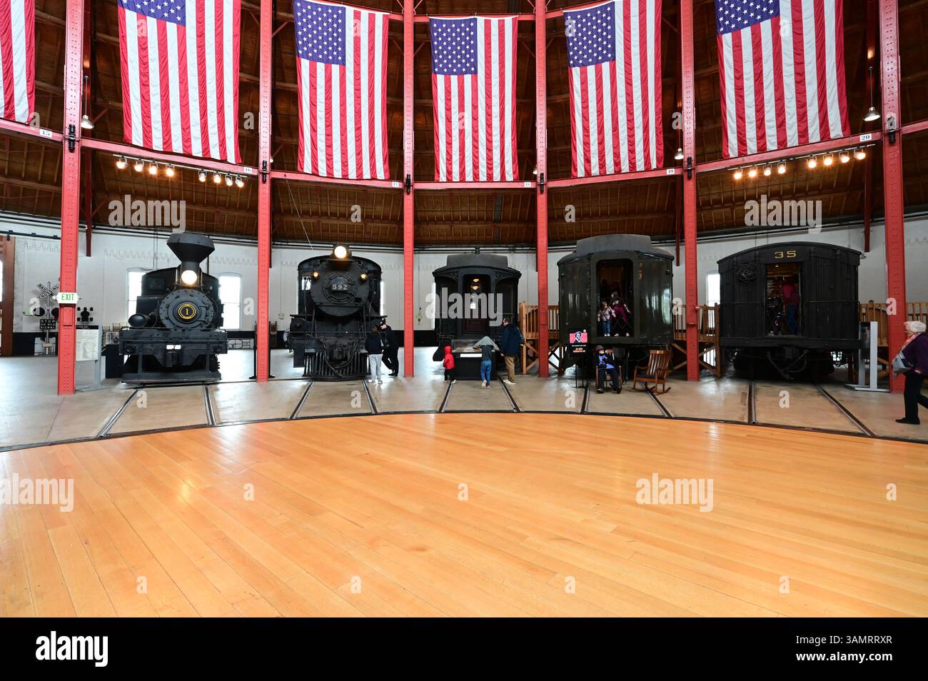 Vintage American steam locomotives at the Round House at the Baltimore ...