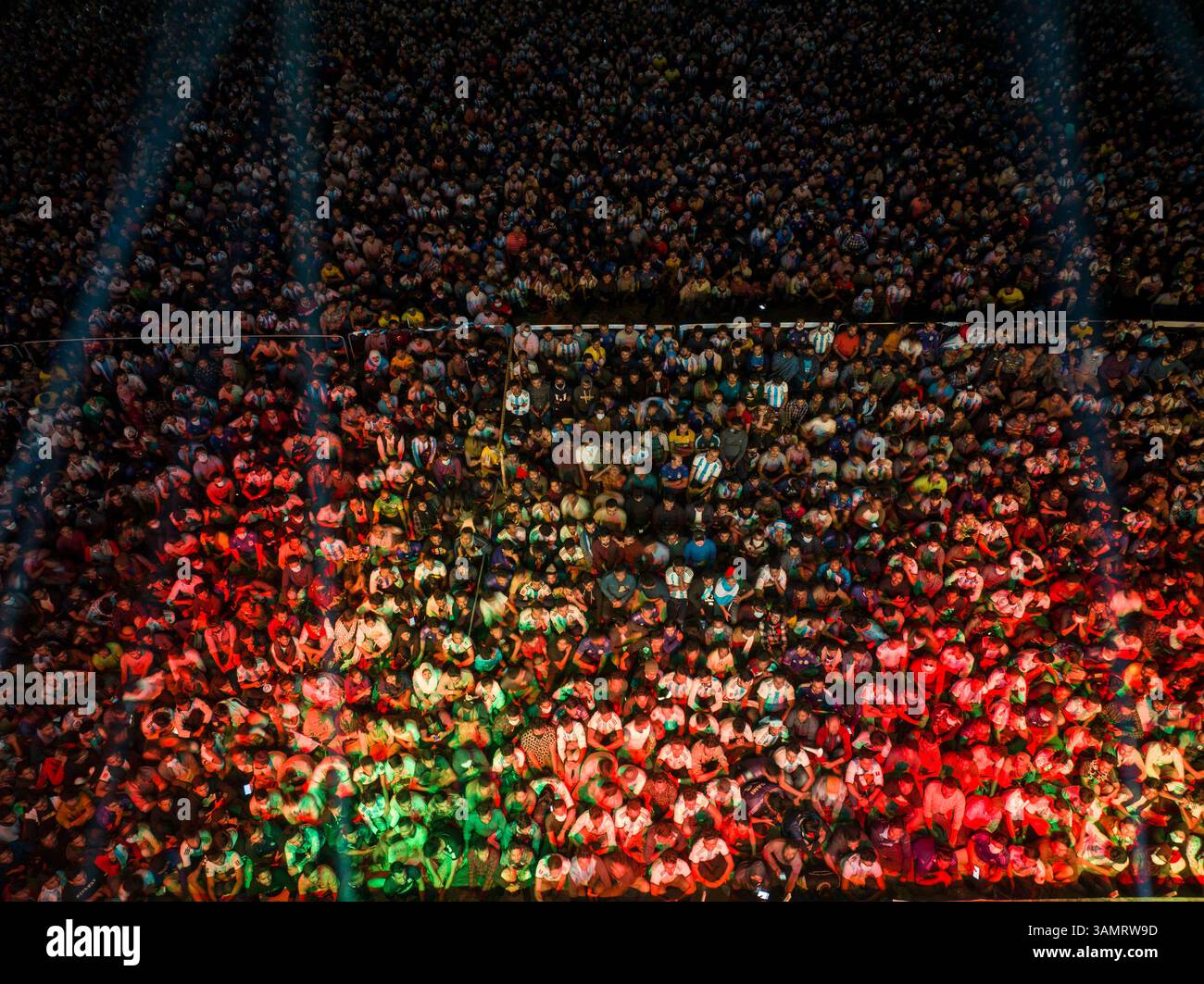 Aerial view of football fans watching football World Cup in the giant ...