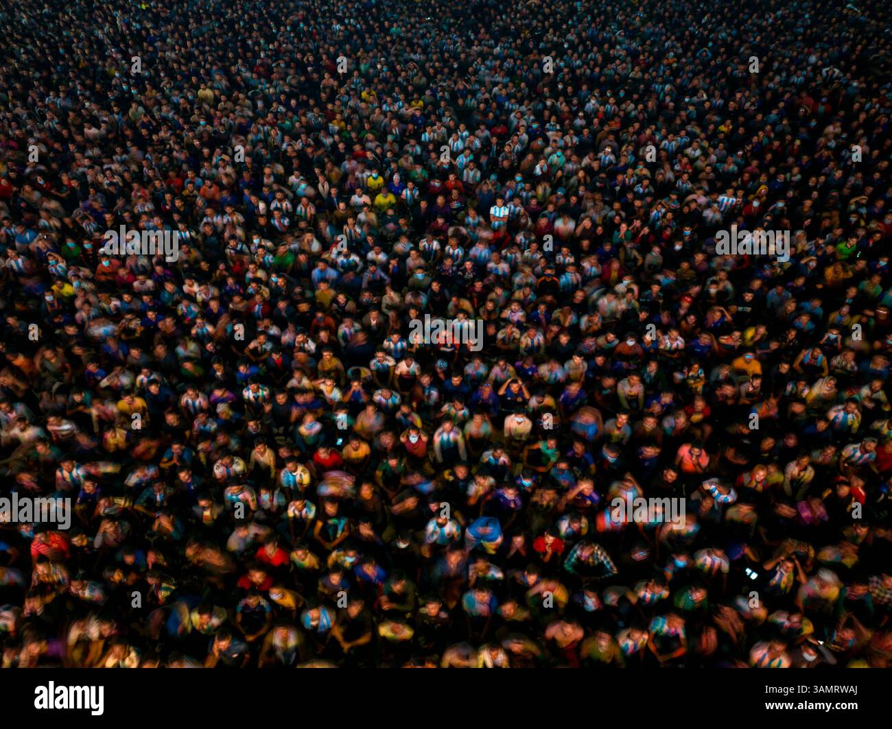 Aerial view of football fans watching football World Cup in the giant ...