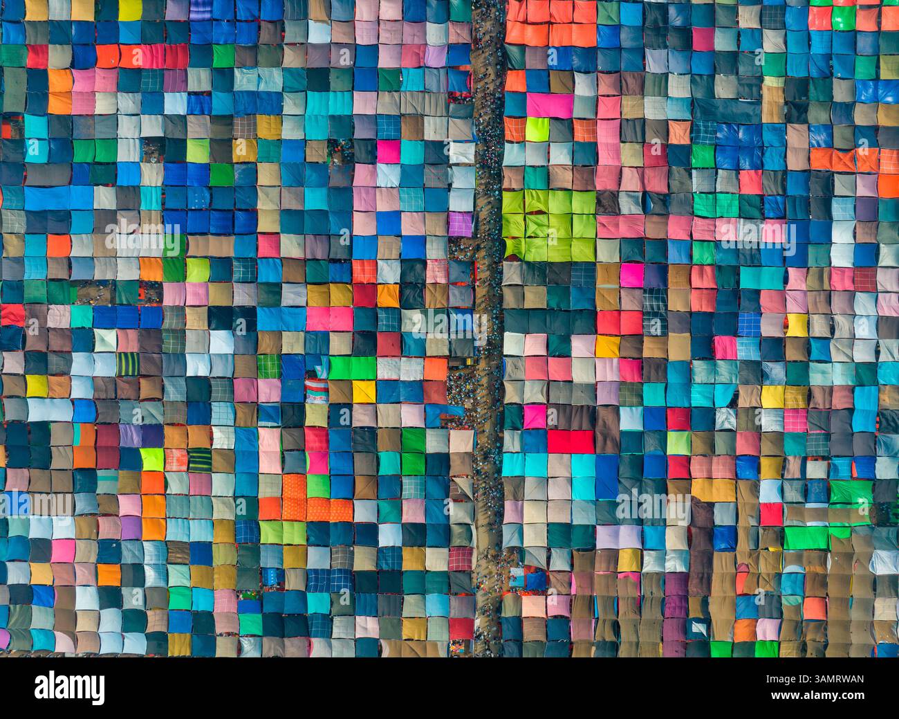 Aerial view of local market colourful tents at Minar Moshjid Tabling ...