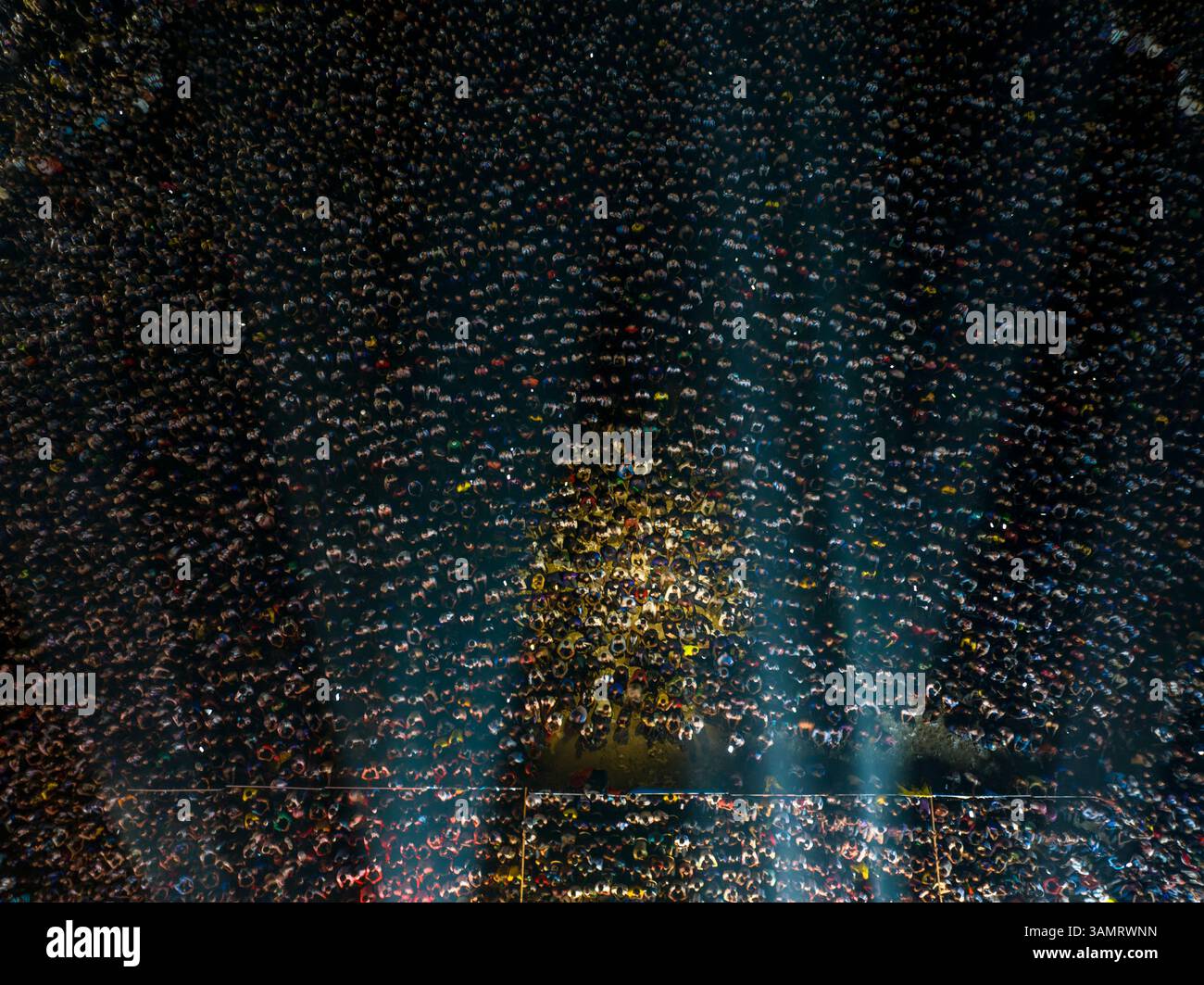 Aerial view of football fans watching football World Cup in the giant ...