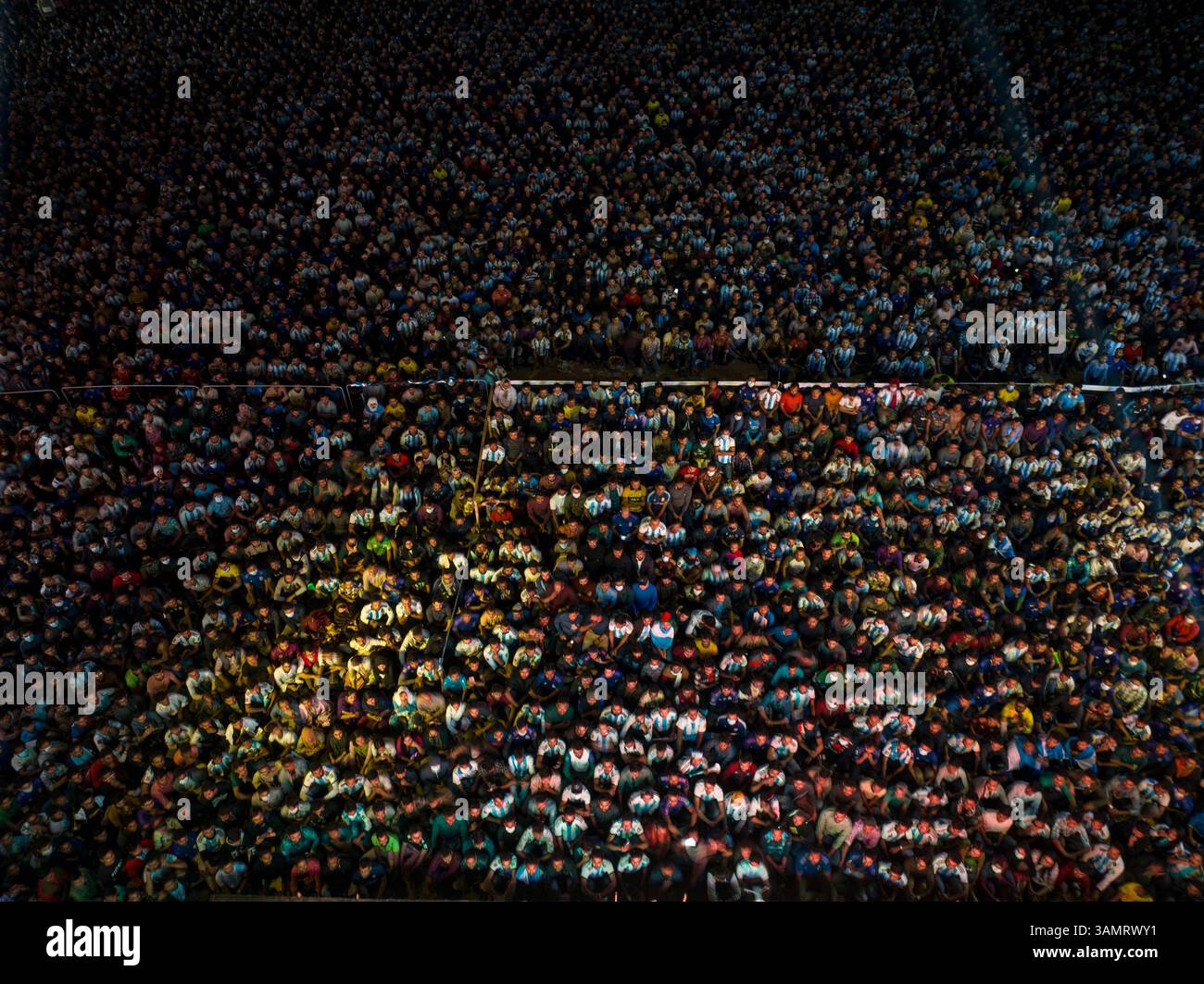 Aerial view of football fans watching football World Cup in the giant ...