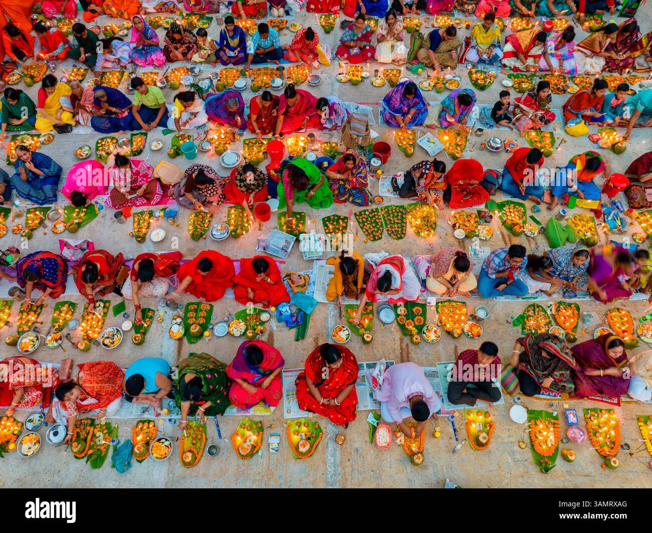 Dhaka, Bangladesh - 15 November 2022: Aerial view of people at Rakher Upobash festival, Shri ...