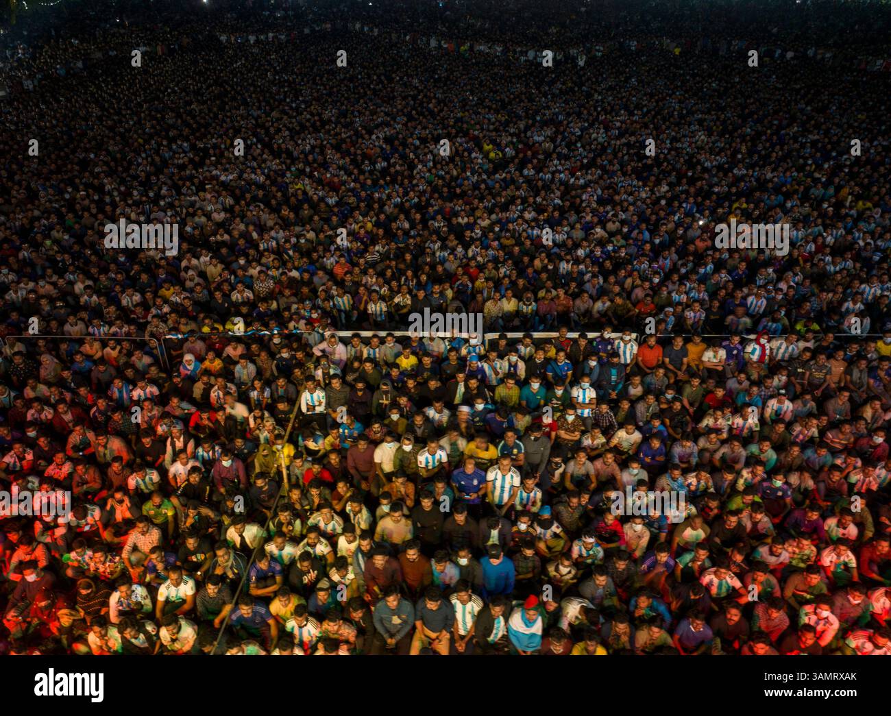 Aerial view of football fans watching football World Cup in the giant ...