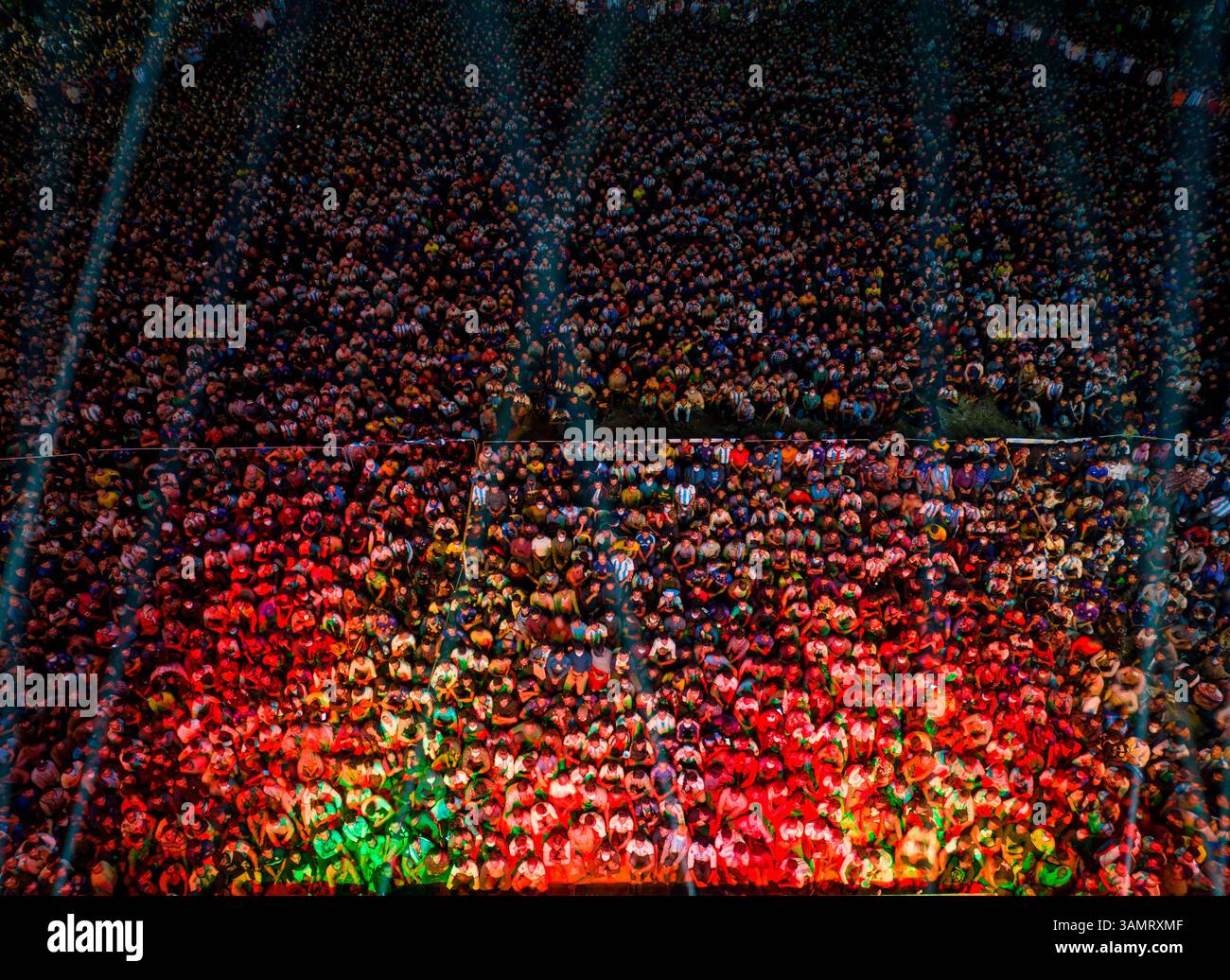 Aerial view of football fans watching football World Cup in the giant ...