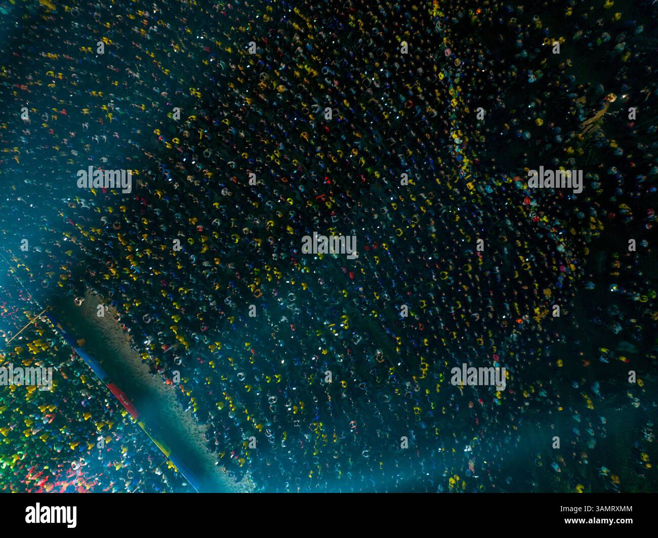 Aerial view of football fans watching football World Cup in the giant ...