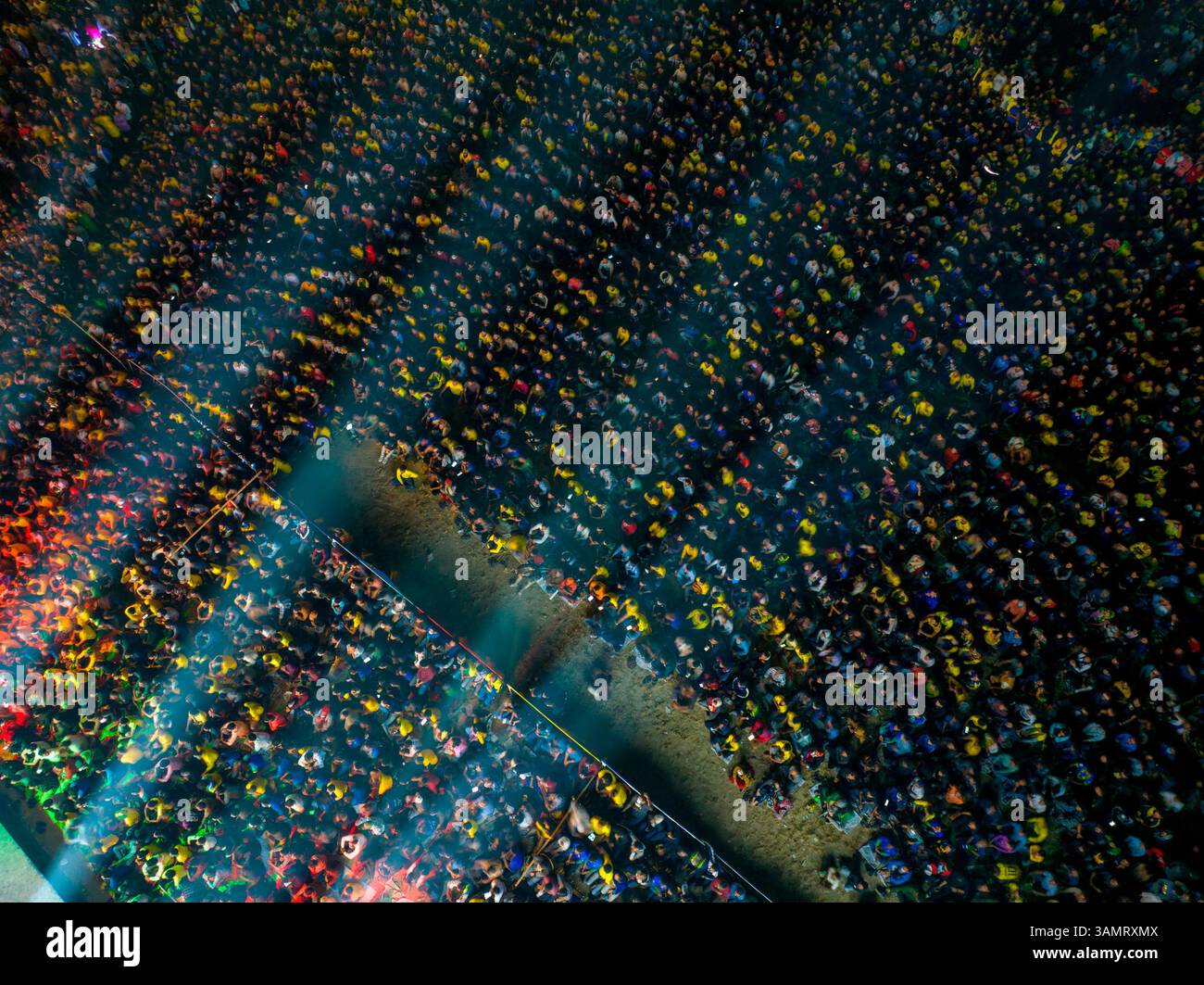 Aerial view of football fans watching football World Cup in the giant ...