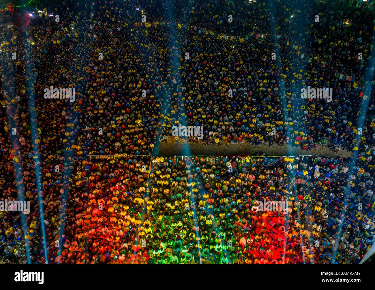 Aerial view of football fans watching football World Cup in the giant ...