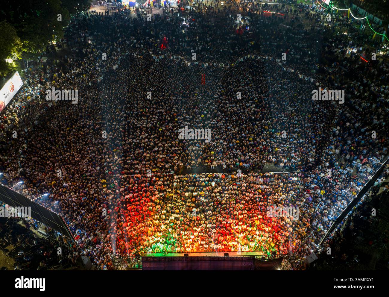Aerial view of football fans watching football World Cup in the giant ...