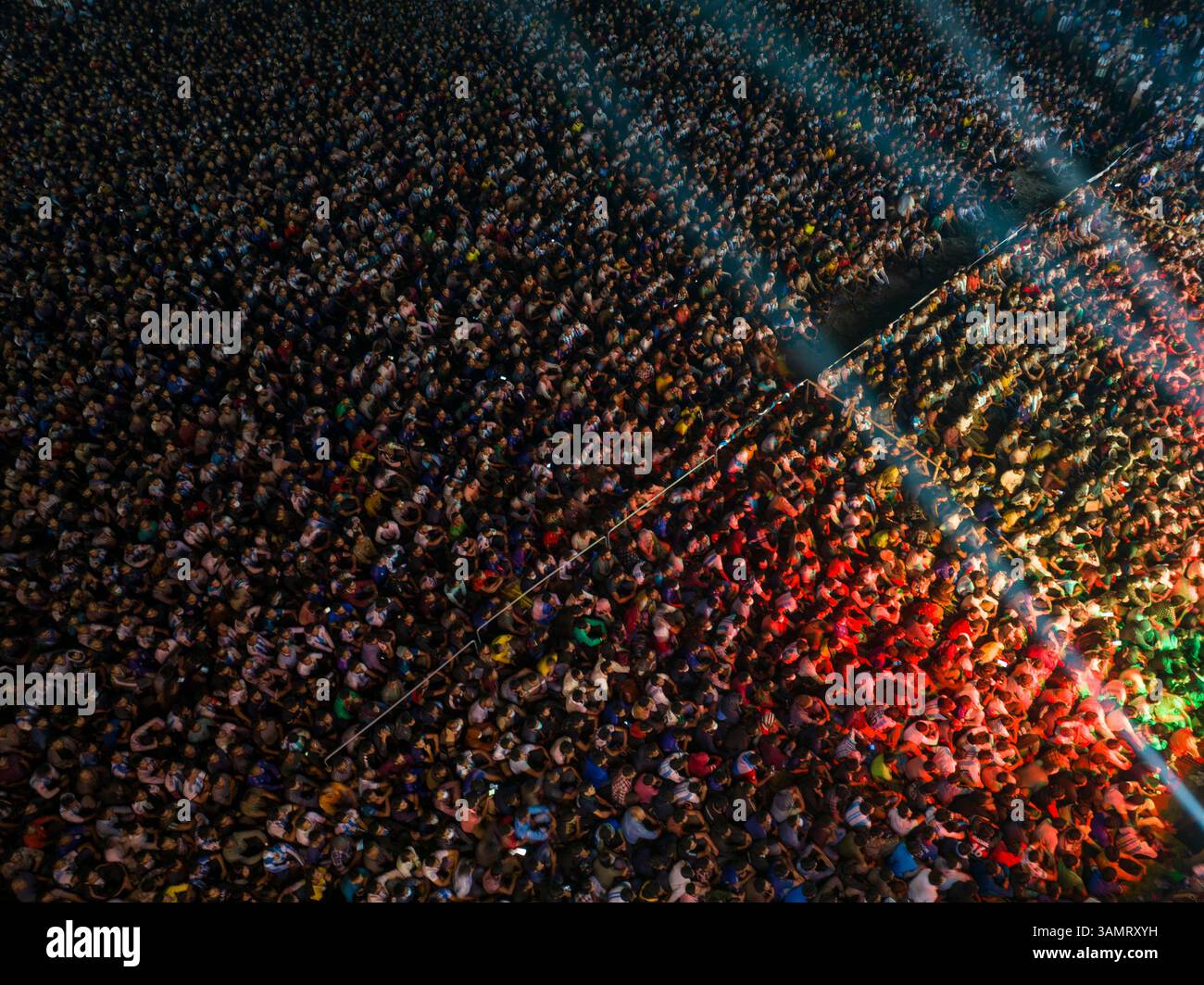 Aerial view of football fans watching football World Cup in the giant ...