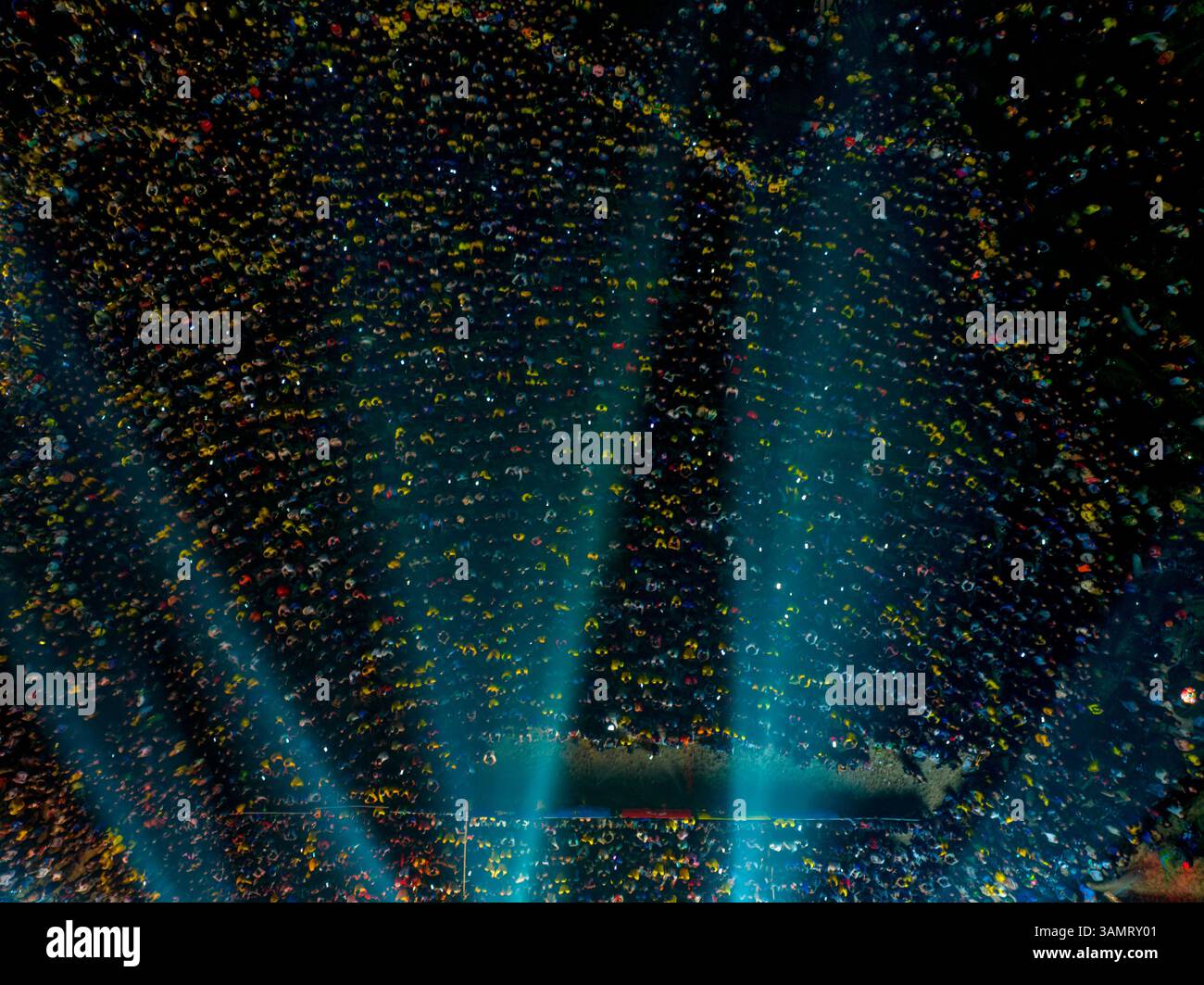 Aerial view of football fans watching football World Cup in the giant ...