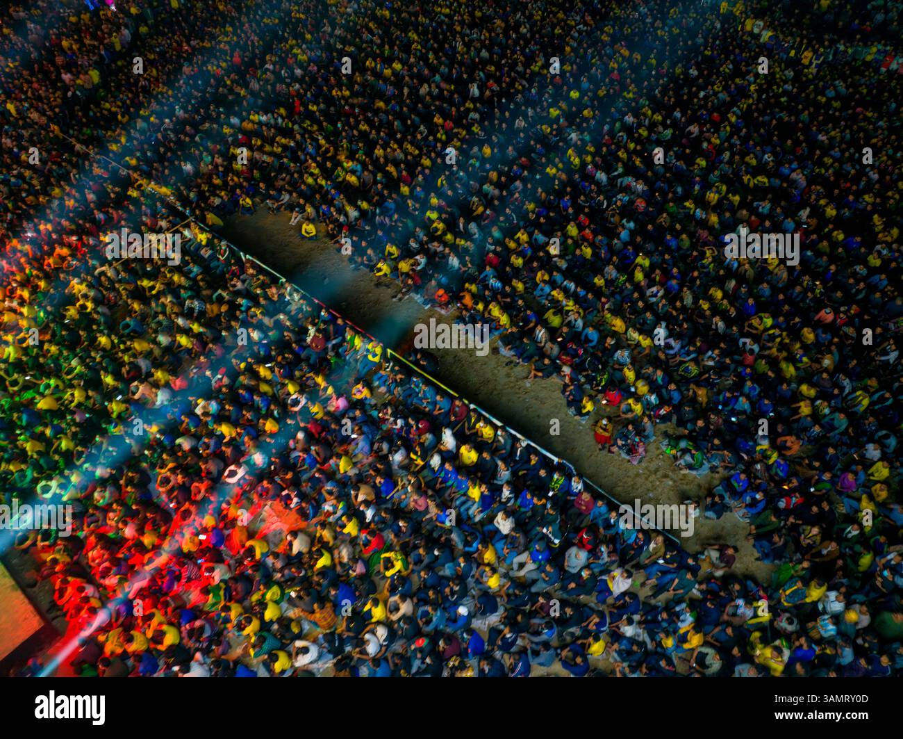 Aerial view of football fans watching football World Cup in the giant ...