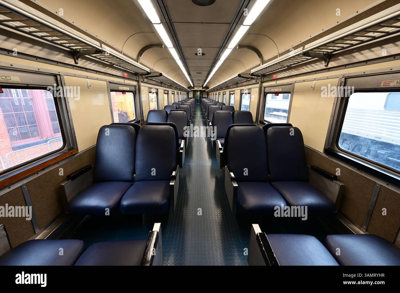 Inside a vintage American railway carriage Stock Photo - Alamy