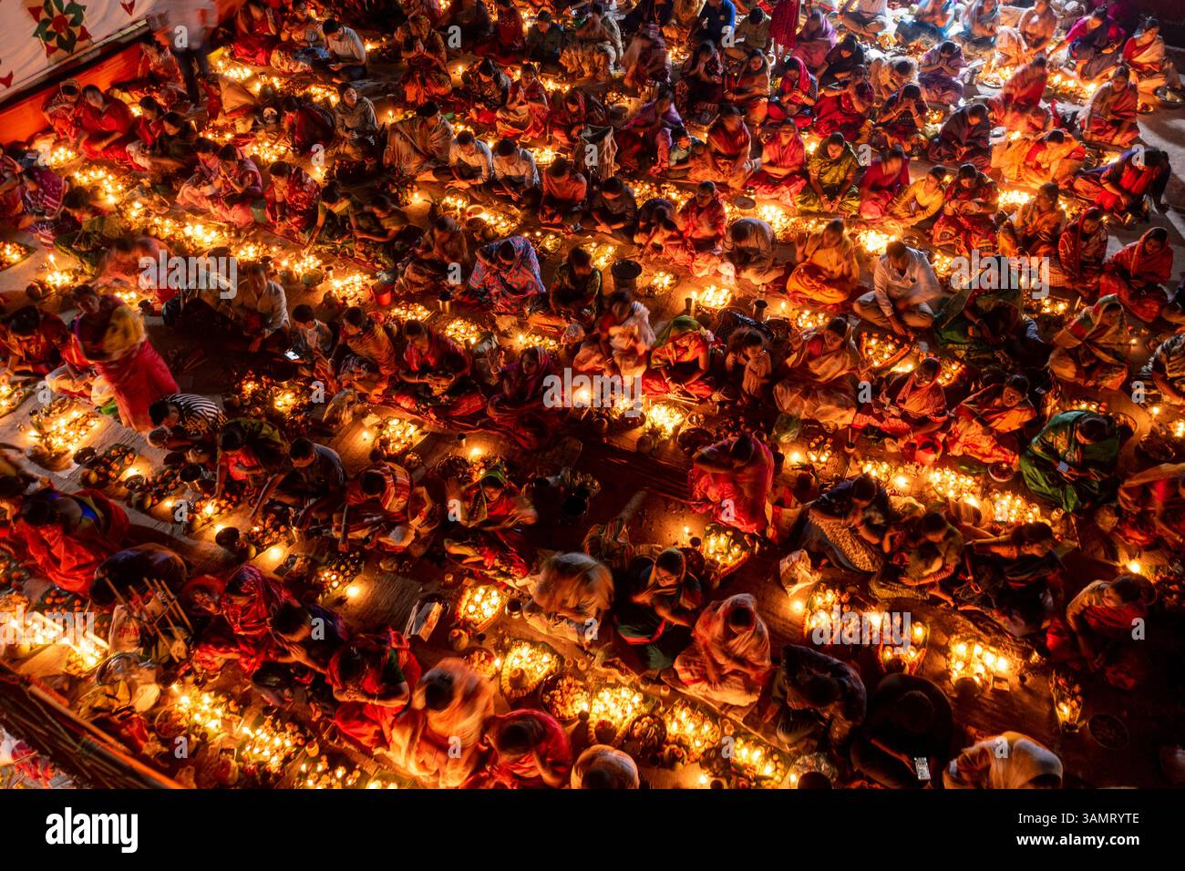 Dhaka, Bangladesh - 10 November 2022: Aerial view of Rakher Upobash festival, Shri Shri Lokenath ...