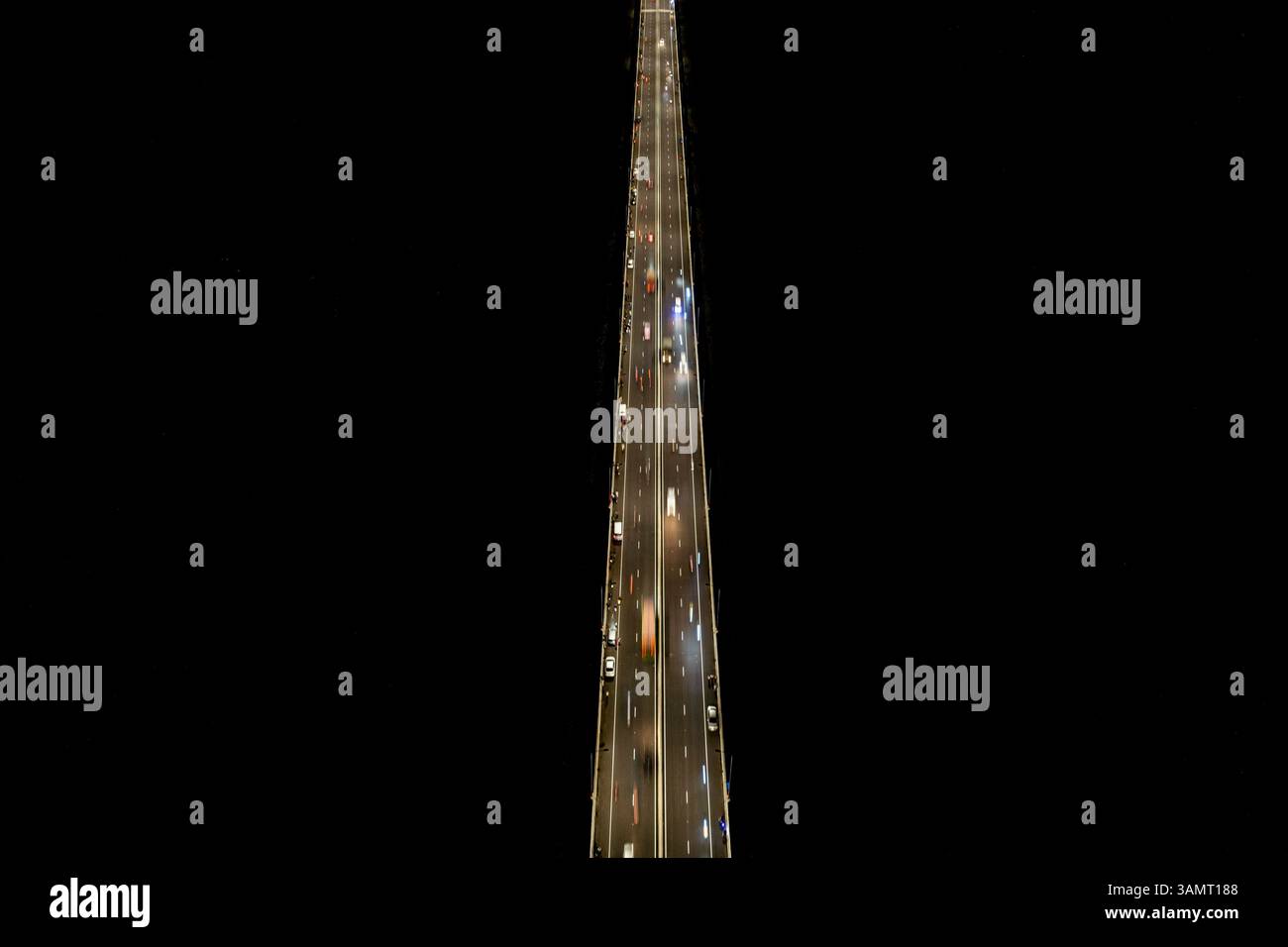 Aerial view of Padma bridge at night, Shibchar, Dhaka, Bangladesh Stock ...