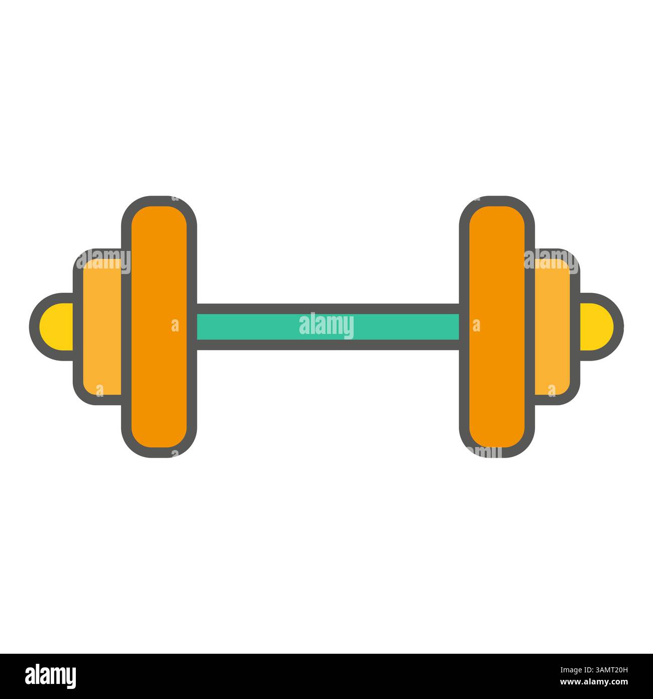Dumbbell icon. Fitness tool shape. Yellow orange weight. Vector gym ...