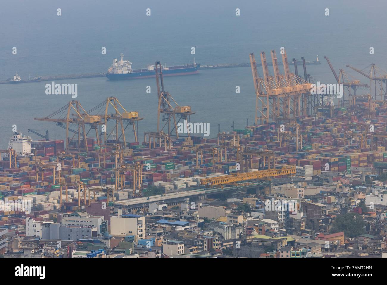 Colombo, Sri Lanka - 03 March 2022: Aerial view of Colombo city port ...