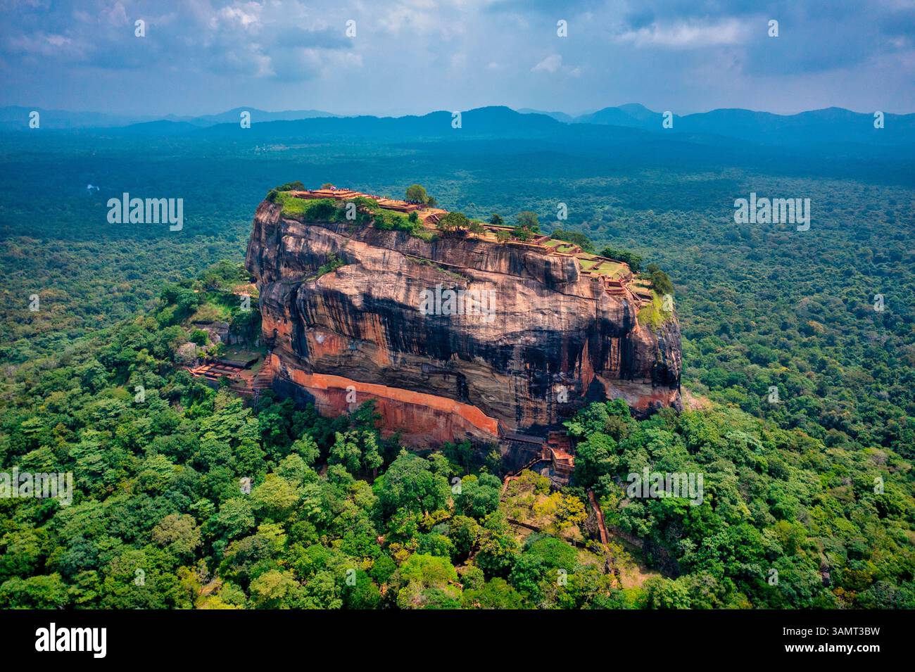 Aerial view of Sigiriya Lion's Rock, a rock fortress located in the ...
