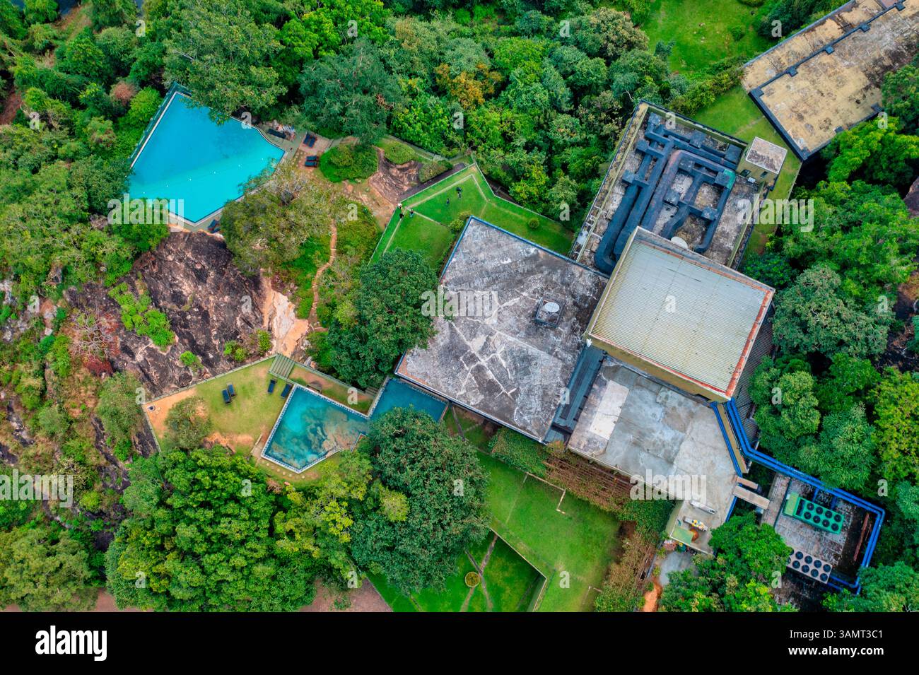 Aerial view of Heritance Kandalama, a hotel along the lake in Matale ...
