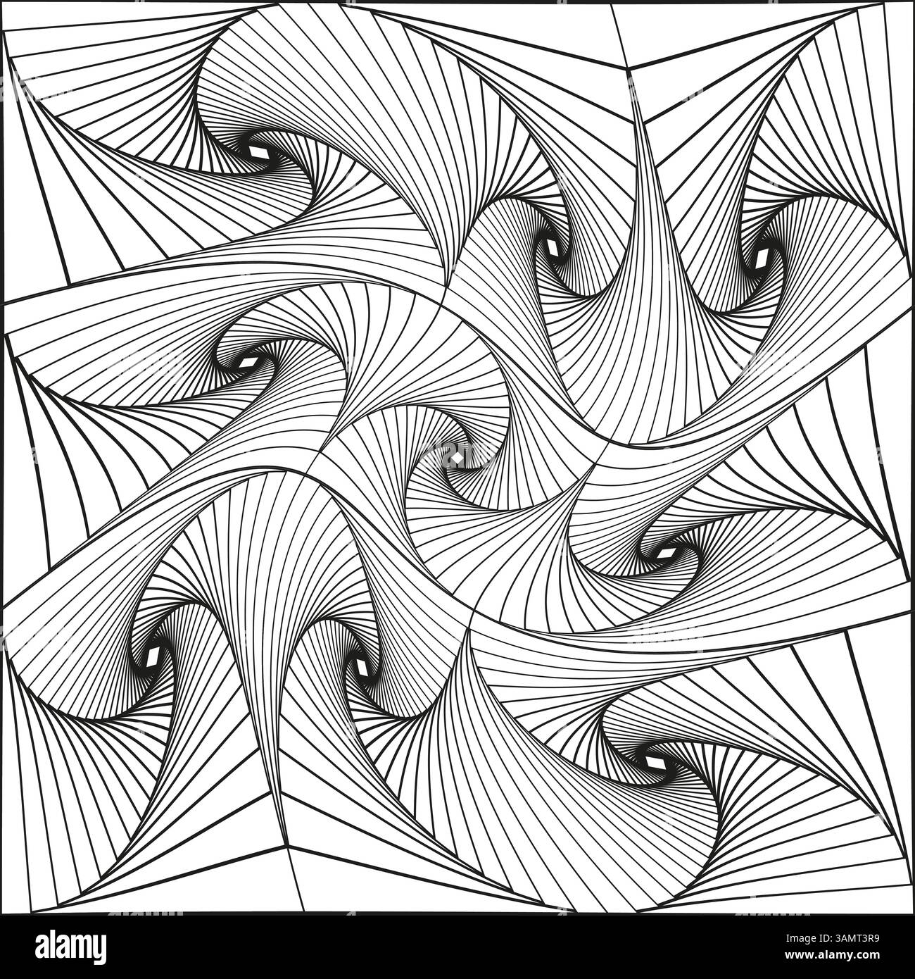 Complex line pattern, overlapping swirl shapes, abstract vector geometry Stock Vector Image ...