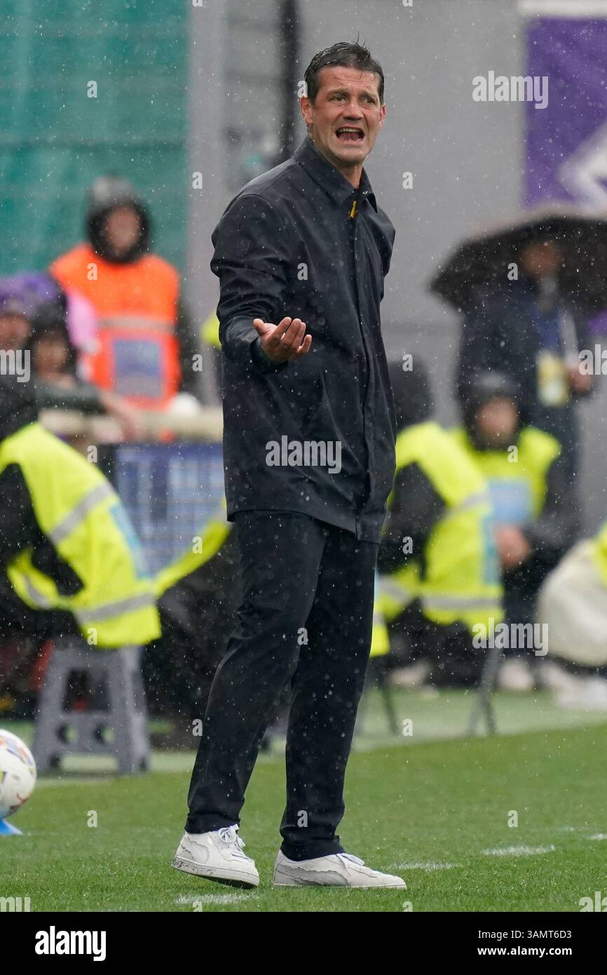 Parma's head coach Cristian Chivu gestures during the Serie A soccer ...