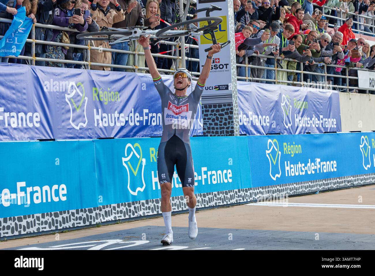 Paris Roubaix 2025 This picture Mathieu van der Poel 1. Mathieu van der Poel ADC (NED) 2. Tadej ...