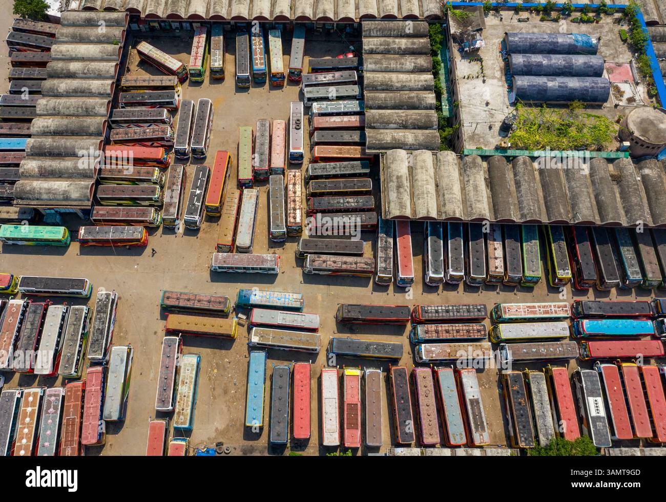 Dhaka, Bangladesh - 18 May 2020: Aerial view of Mohakhali, a bus ...