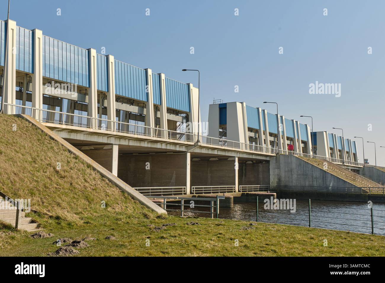 March 9, 2025 - Lauwersoog-Netherlands: The Cleveringsluizen waterworks ...