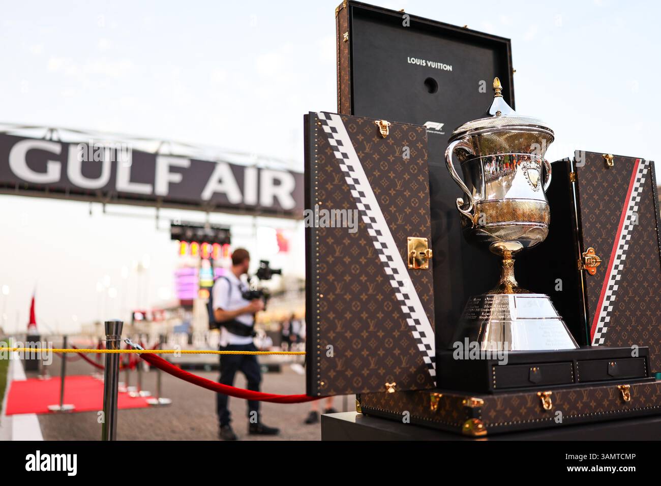 SAKHIR, BAHRAIN - APRIL 13: Winner Trophy is seen on the grid during ...