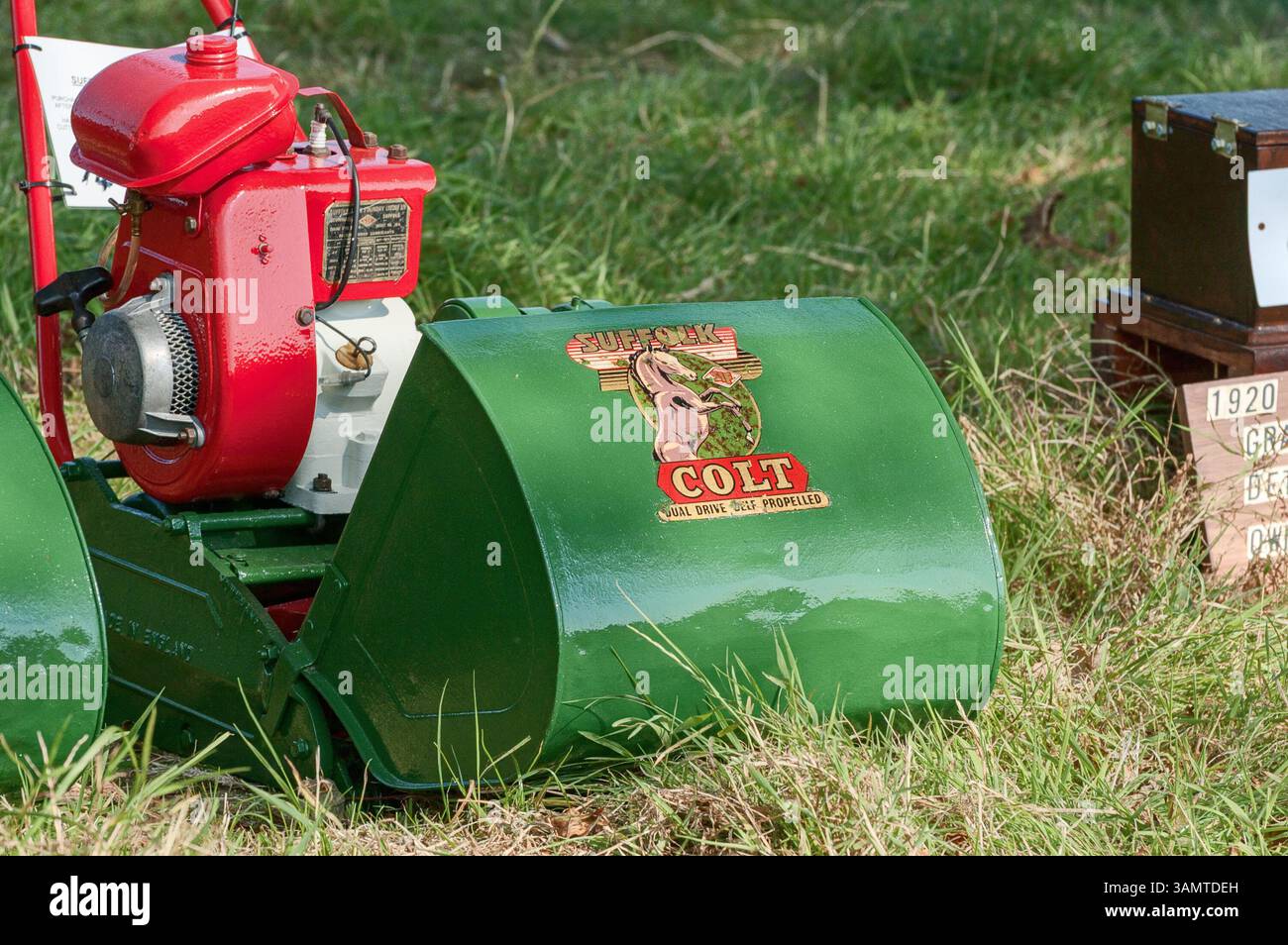 A Suffolk Colt dual drive self propelled lawnmower on display at Morval ...