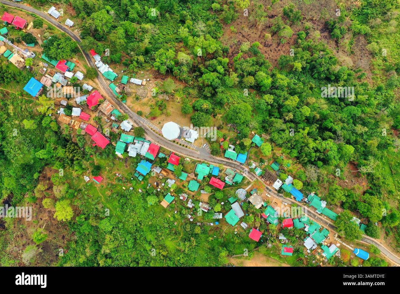 Aerial view of Lushai, an heritage small village in Sajek Valley, near ...