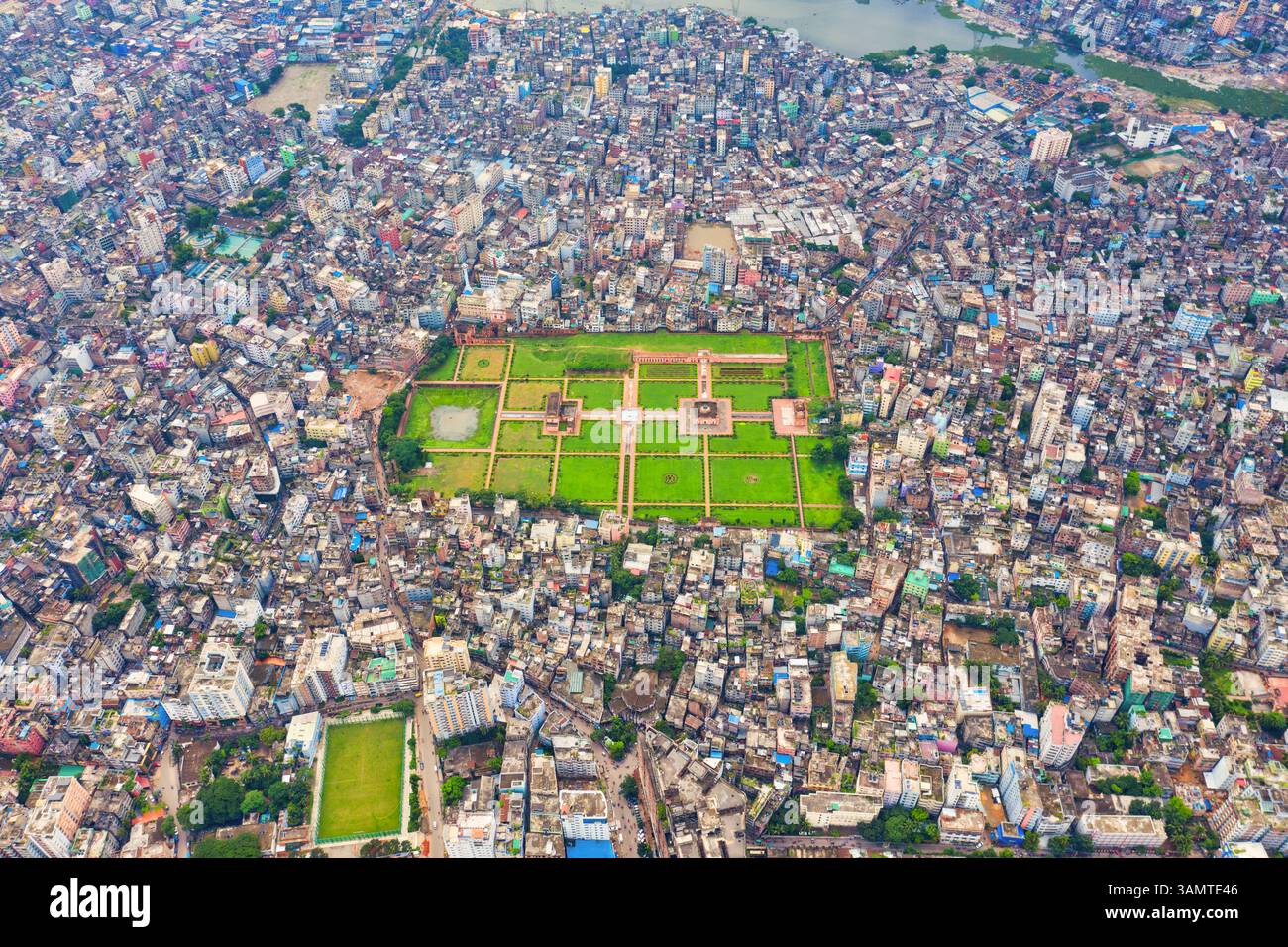 Aerial view of Lalbagh fort, a famous and touristic landmark with ...