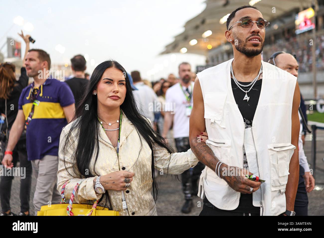SAKHIR, BAHRAIN - APRIL 13: Pierre-Emerick Aubameyang and his wife ...