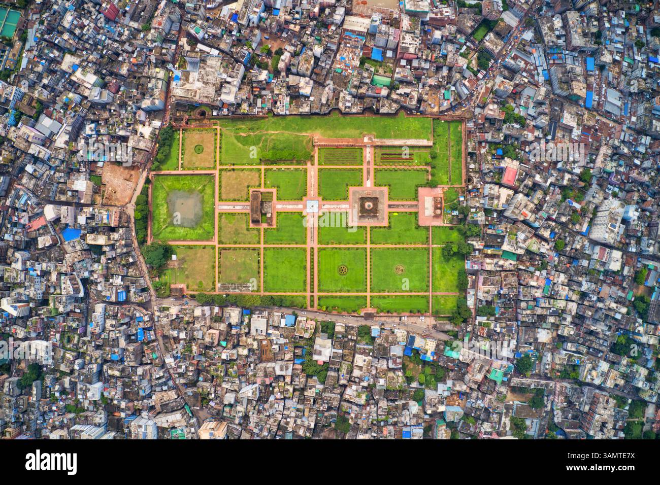 Aerial view of Lalbagh fort, a famous and touristic landmark with ...