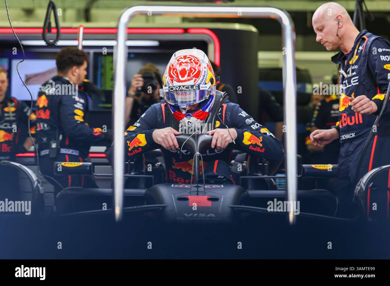 SAKHIR, BAHRAIN - APRIL 13: Max Verstappen of the Netherlands and ...