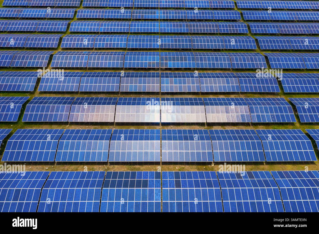 Aerial view of the largest solar panel complex in Bangladesh along ...