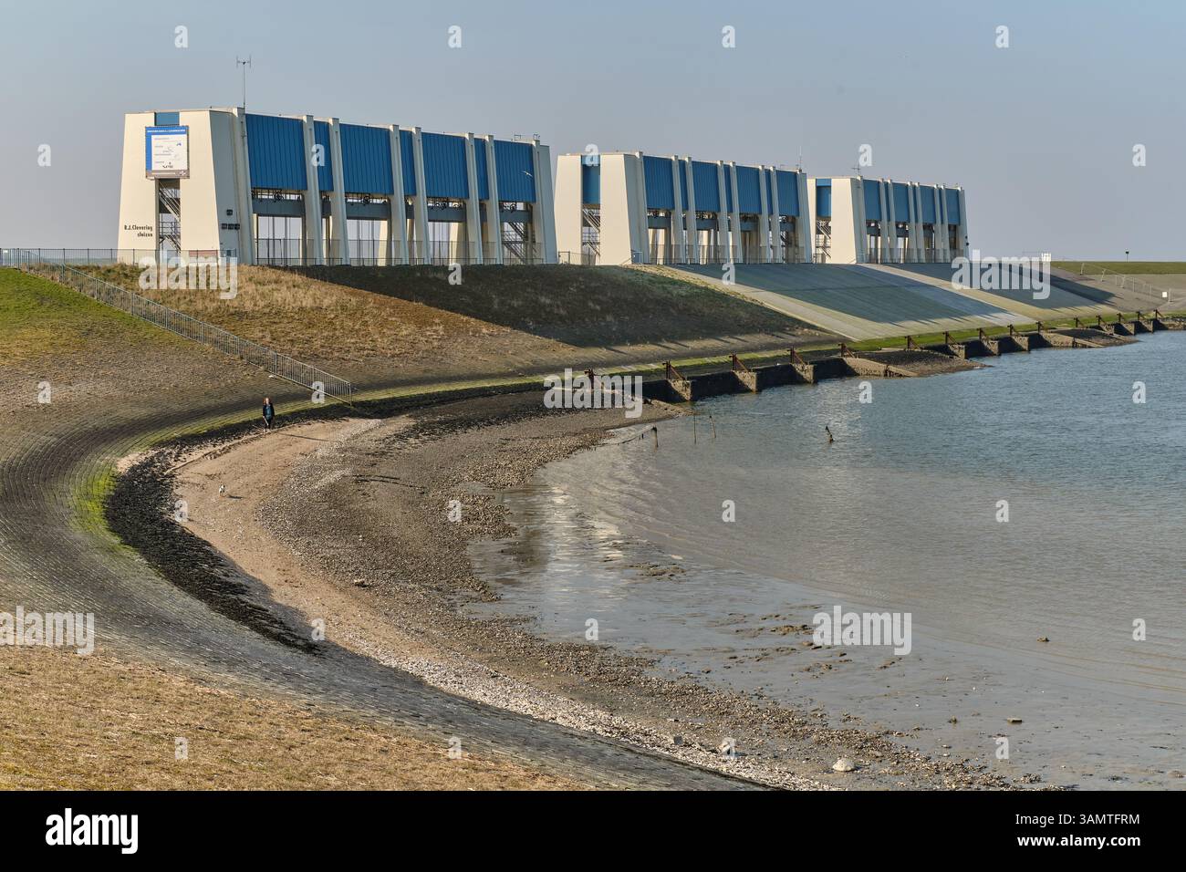 March 9, 2025 - Lauwersoog-Netherlands: The Cleveringsluizen waterworks ...