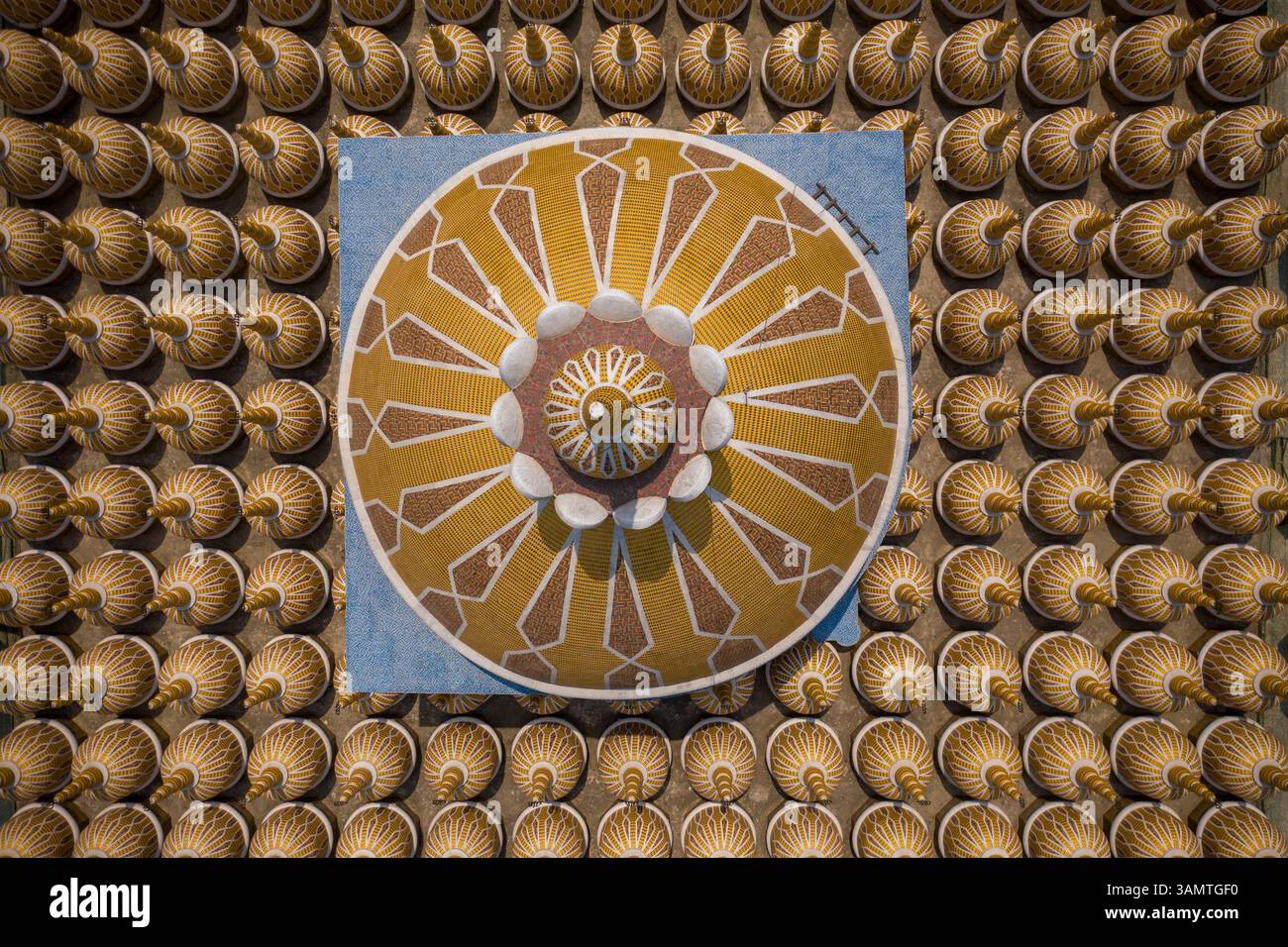 Aerial view of the geometric pattern from Gombuj Masjid islamic mosque ...