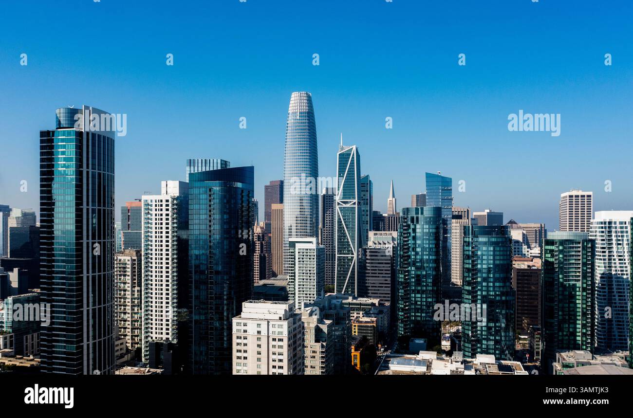 Aerial view of modern cityscape with skyscrapers and urban landscape ...
