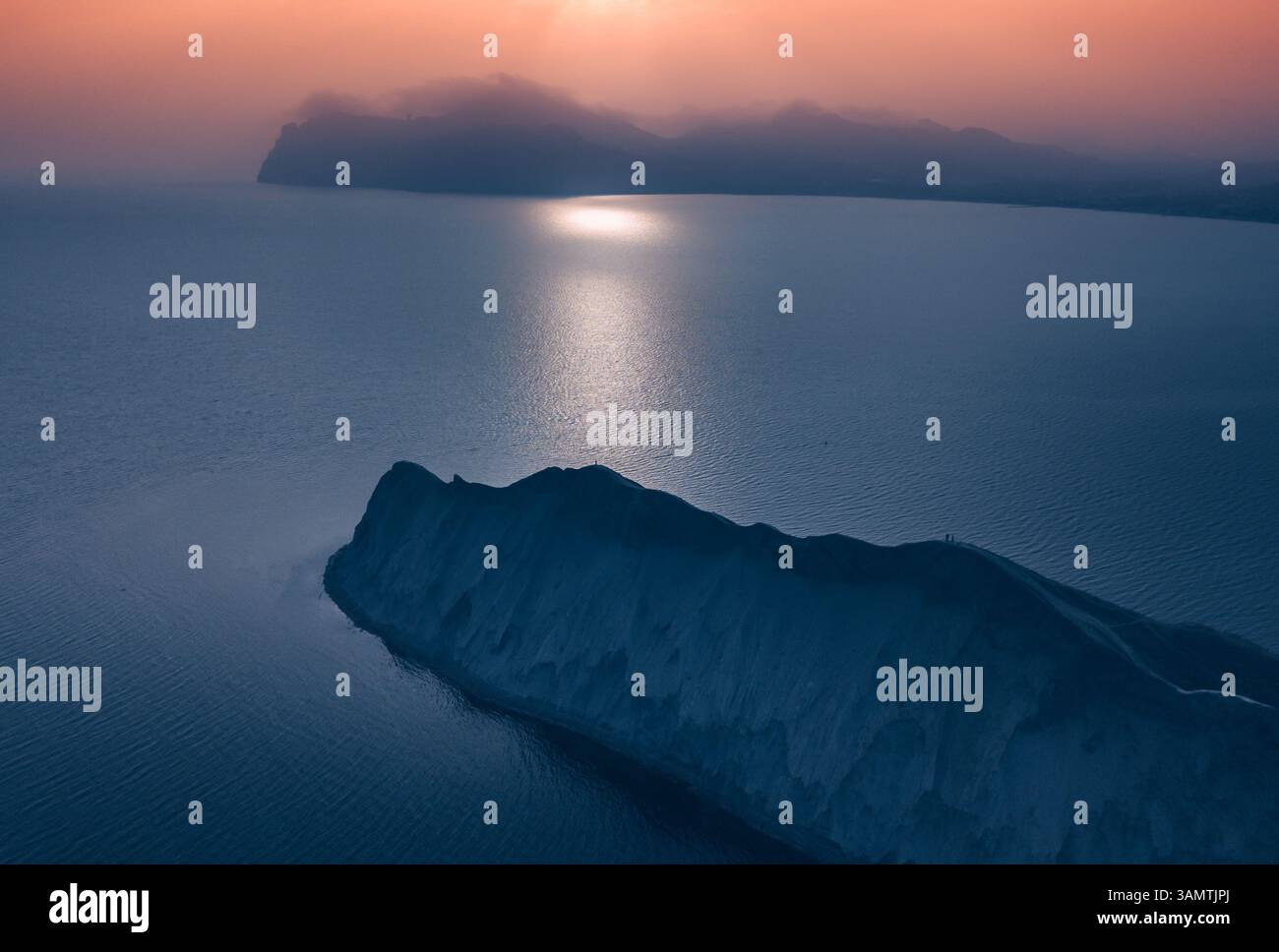 Aerial view of Cape Chameleon at sunset and Karadag nature reserve on ...