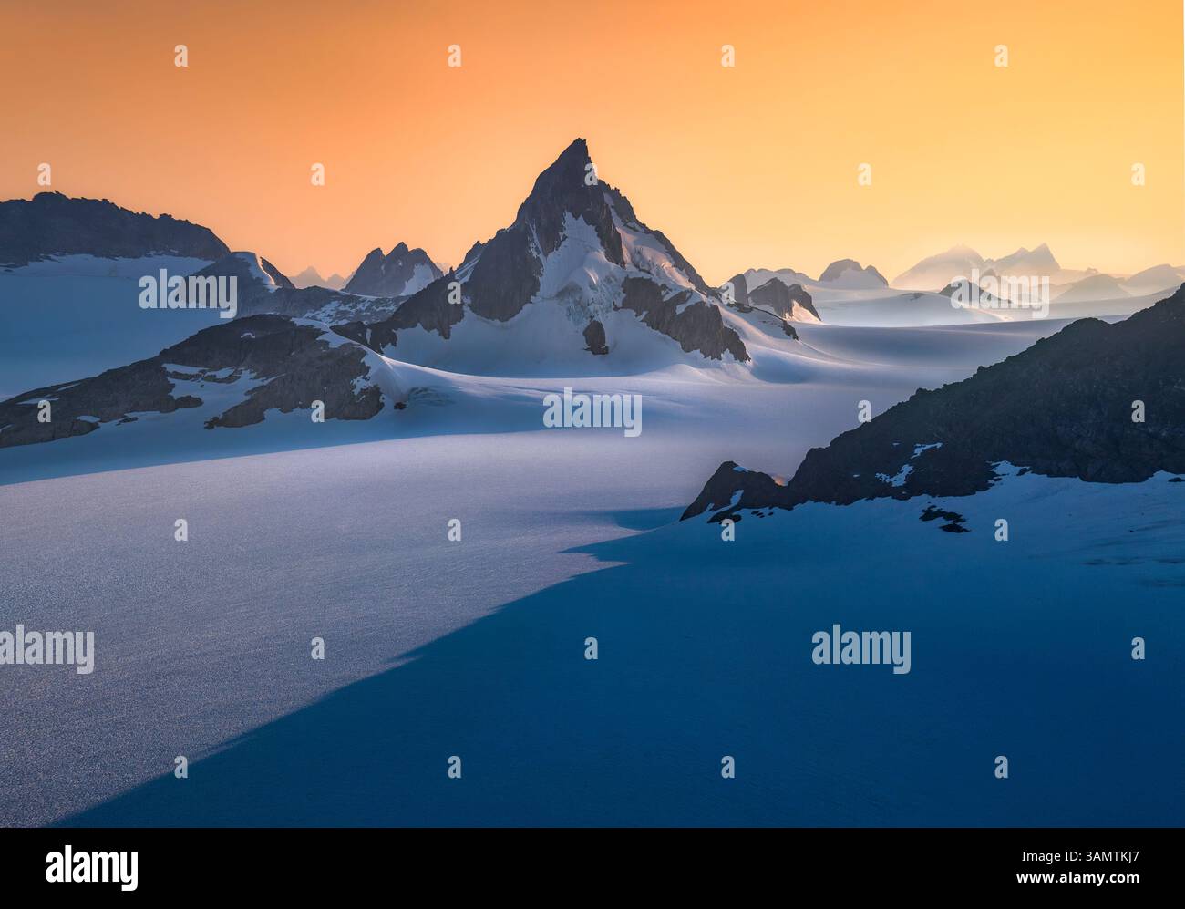 Aerial view of Juneau ice field and glacier, Alaska, United States ...