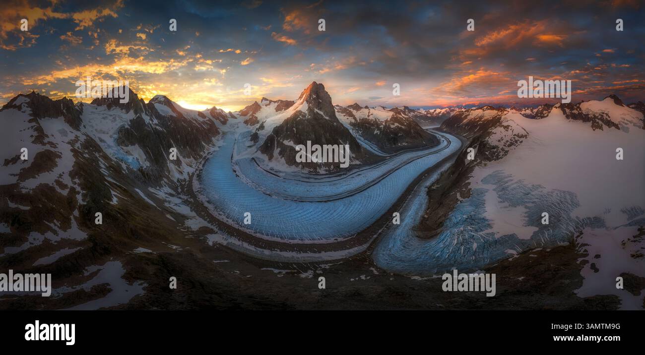 Aerial view of Glacier in Valley of Gods, Juneau, Alaska, United States ...