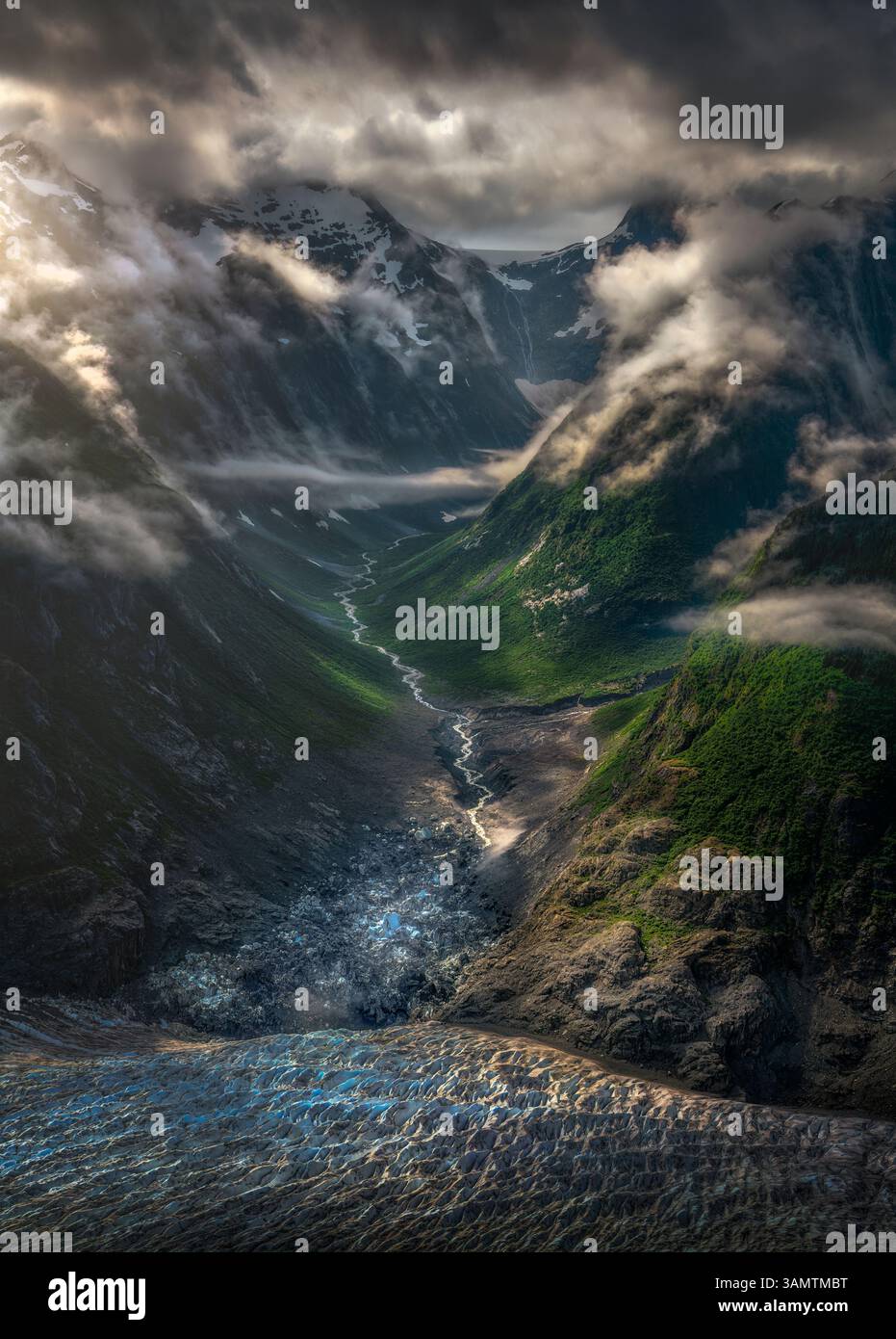 Aerial view of Glacier, Valley of Gods with Majestic Mountains and ...