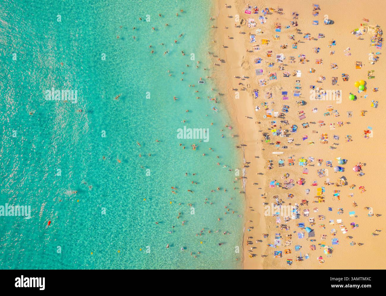 A Top Down Drone Shot Of A Beach In the Med Stock Photo - Alamy