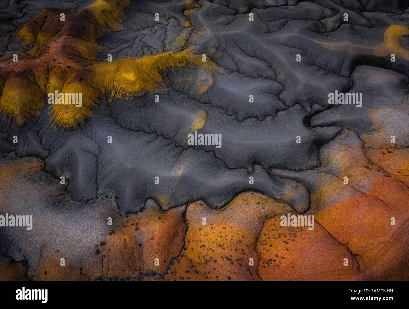 Aerial view of a cluster of sandstone in Utah desert valley plateau ...