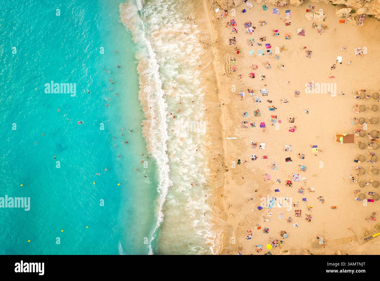 A Top Down Drone Shot Of A Beach In the Med Stock Photo - Alamy