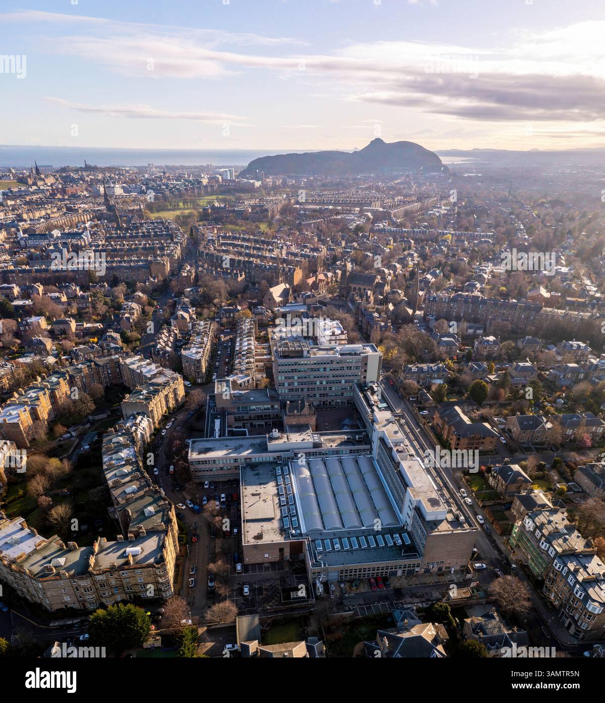Aerial view of Napier University campus and cityscape rooftops in ...