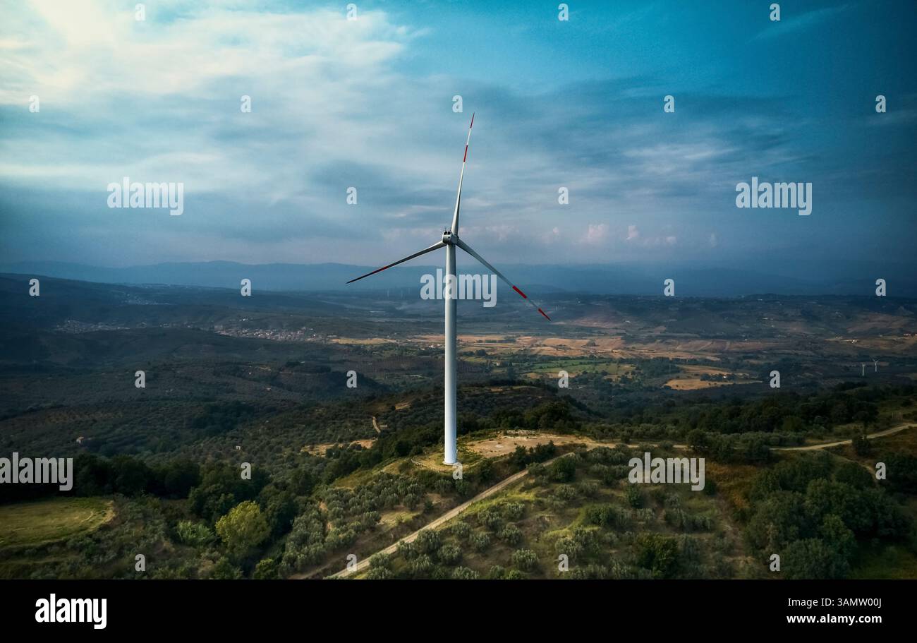 Aerial view of a modern wind farm on a hillside, Palermiti, Calabria, Italy Stock Photo - Alamy